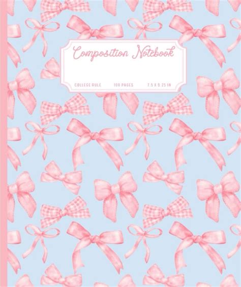 Composition Notebook College Ruled Cute Coquette Bow Notebook For Girls Preppy Blue And Pink