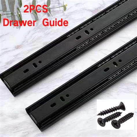 2 Pcs Drawer Guide Drawer Slide 3 Fold Full Extension Steel Ball Bearing Heavy Duty 9 11 13 15