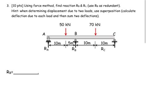 solved 3 [10 pts] using force method find reaction r and r