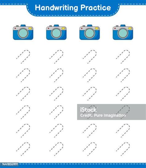 필기 연습 카메라의 추적 라인 교육 어린이 게임 인쇄 워크시트 벡터 일러스트 레이 션 0명에 대한 스톡 벡터 아트 및 기타 이미지 Istock