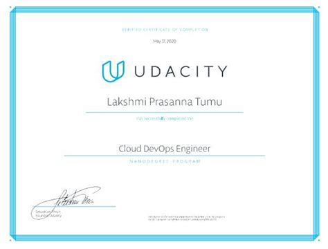 Lakshmi Prasanna Tumu On Linkedin Cloud Devops Aws Udacity Nanodegree