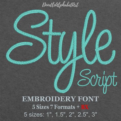 Style Script Embroidery Font 5 Sizes 7 Formats Bx File Satin Script