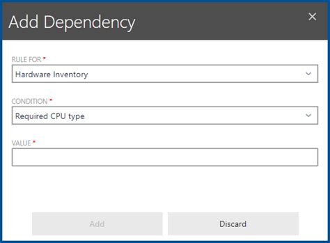 Applications Package Details Dependencies Add A Dependency Hardware Inventory