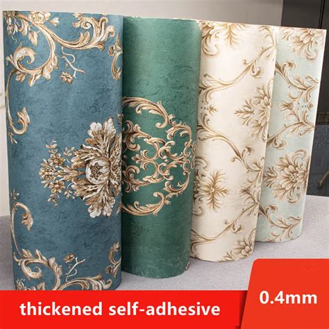두꺼운 유럽 스타일 벽 스티커 3d 거실 자체 접착 홈 장식 부직포 벽지 침실 배경 벽지 Aliexpress