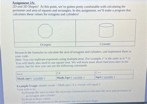 Solved Assignment 2a 2d And 3d Shapes At This Point Weve