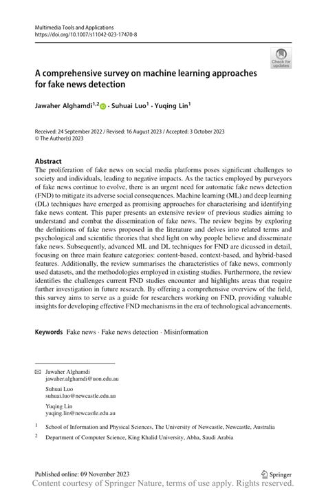 pdf a comprehensive survey on machine learning approaches for fake