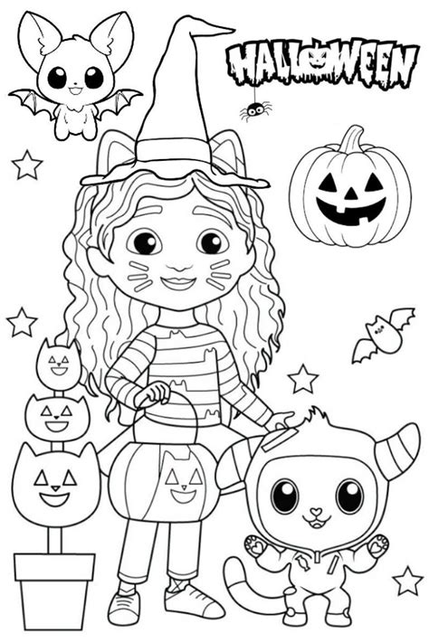 Coloriage Gabby Chat Halloween à Imprimer