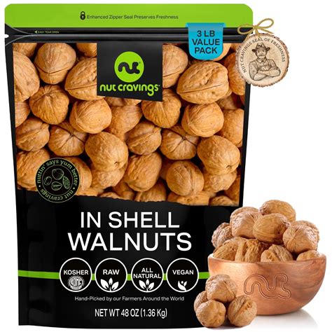 Nut Cravings Raw Walnuts In Shell Whole 48oz 3 Lbs English Walnuts