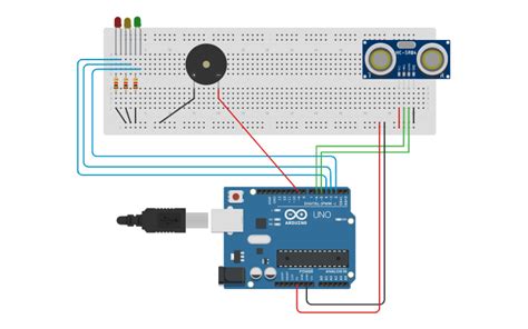 circuit design sistema de aparcamiento tinkercad