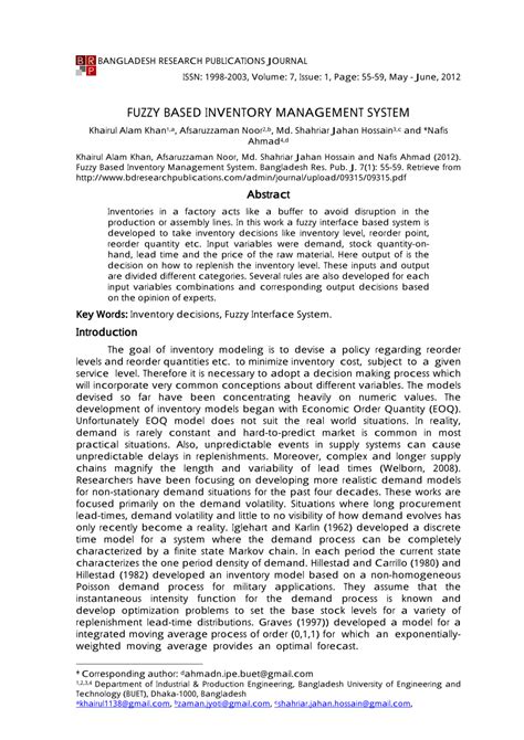 Pdf Fuzzy Based Inventory Management System