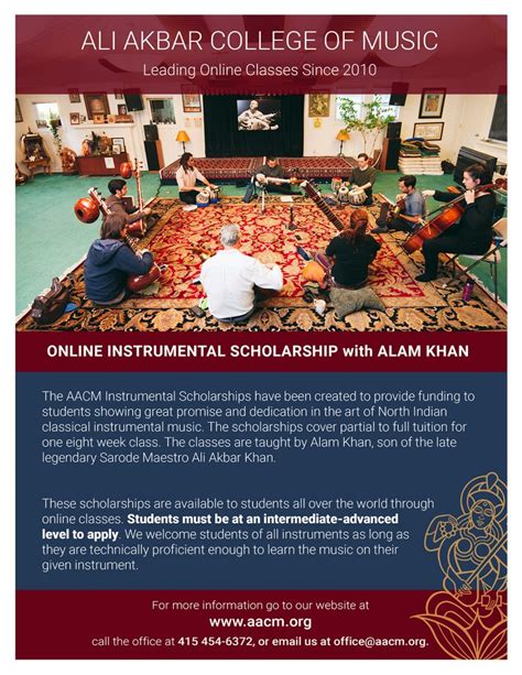 Online Instrumental Scholarships Ali Akbar College Of Music