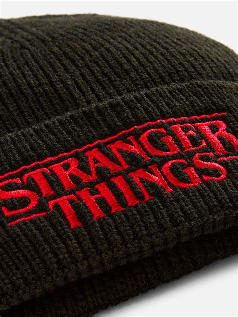 Womens Black Stranger Things Logo Beanie Hat Primark