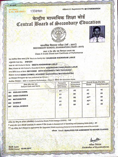 Ssc Marksheet Pdf
