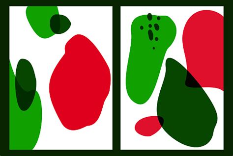 추상 적 기하학적 현대 유체 모양 크리스마스 밝은 겨울 축제 배경 세트 빨간색 녹색과 흰색 색상의 예술 질감 벡터 일러스트 그래픽 12월에 대한 스톡 벡터 아트 및 기타