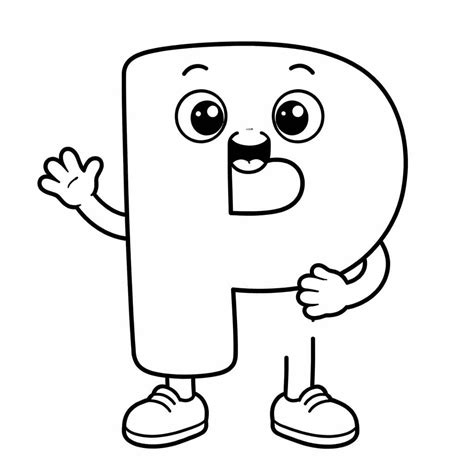 Letter P Sencillo En Niños Para Colorear Imprimir E Dibujar Coloringlib