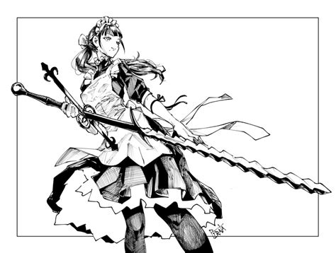 Safebooru 1girl Apron Artist Name Bow Breasts Closed Mouth Dress Flamberge Frilled Headwear