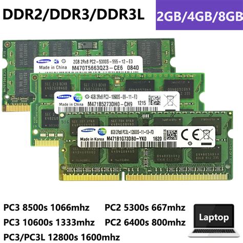 Portátil Ram Ddr2 Ddr3ddr3l 8gb 4gb 2gb Pc2 5300s 6400s Pc3 8500s