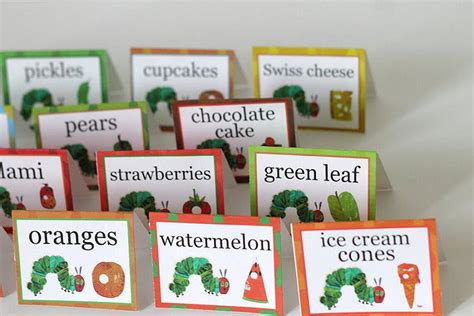 Very Hungry Caterpillar 16 Printable Party Food Cards Free Etsy
