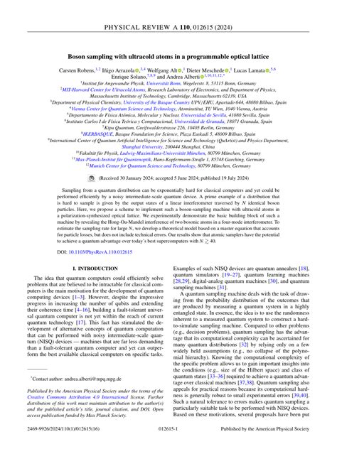 Pdf Boson Sampling With Ultracold Atoms In A Programmable Optical Lattice