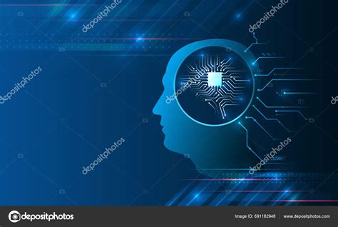 Digital Brain Vector Software Digital Code Network Interpretation Head Silhouette Stock Vector