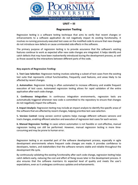 Unit Iii Regression Testing Pdf Software Testing Systems Engineering
