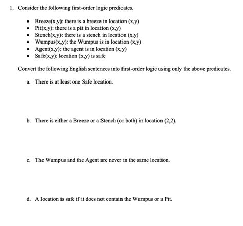 Solved 1 Consider The Following First Order Logic