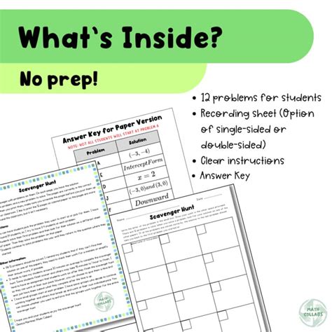 Quadratic Functions Self Checking Scavenger Hunt Activity By Math Collabs