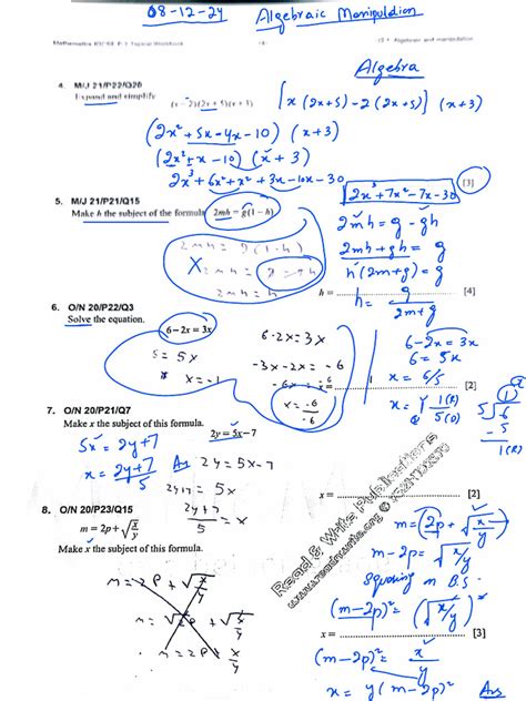 Algebraic Manipulation 3 Pdf