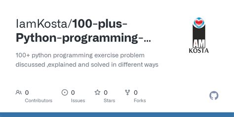 Github Iamkosta100 Plus Python Programming Exercises Extended 100 Python Programming