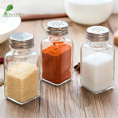 10pcs Kitchen Spice Glass Bottles Condiment Dispenser Bbq Shaker Jar