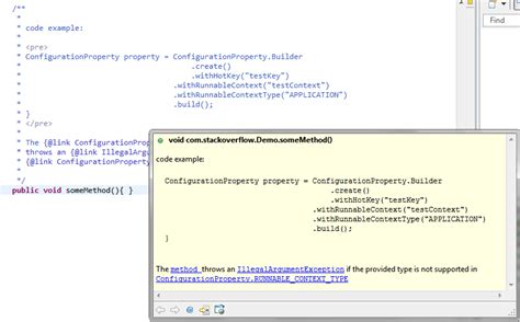 java javadoc formatting issue with multiline code stack overflow