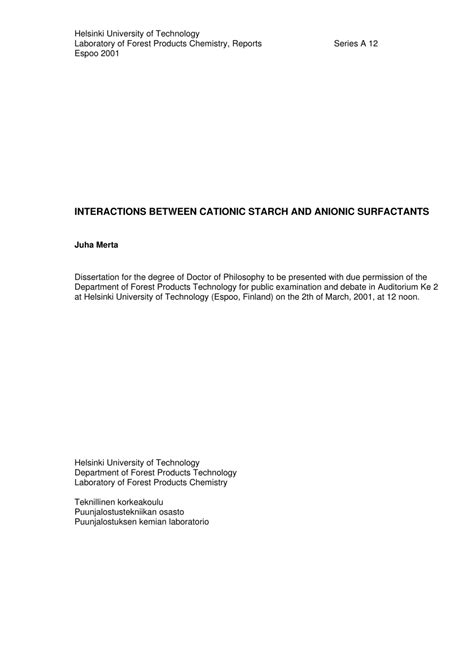 Pdf Interactions Between Cationic Starch And Anionic Surfactants Iii