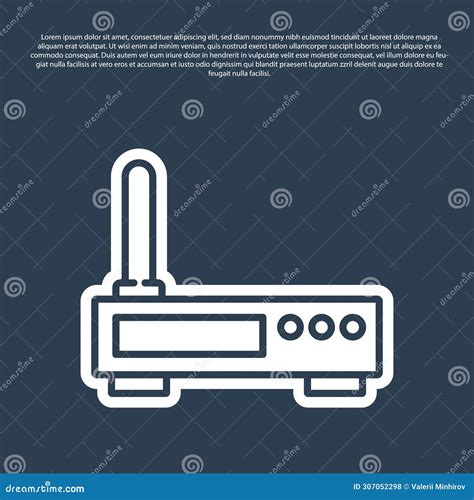 Blue Line Router And Wi Fi Signal Icon Isolated On Blue Background Wireless Ethernet Modem