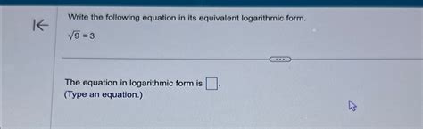 Solved Write The Following Equation In Its Equivalent