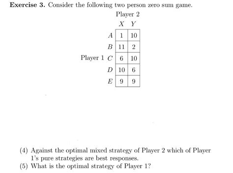 Solved Exercise 3 Consider The Following Two Person Zero