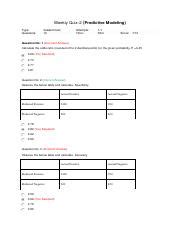 Weekly Quiz Predictive Modeling Logistic Regression Pdf Weekly Quiz Predictive Modeling