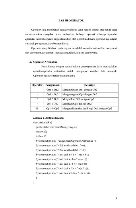 Bab Iii Operator Bab Iii Operator Operator Java Merupakan Karakter Khusus Yang Berupa Simbol