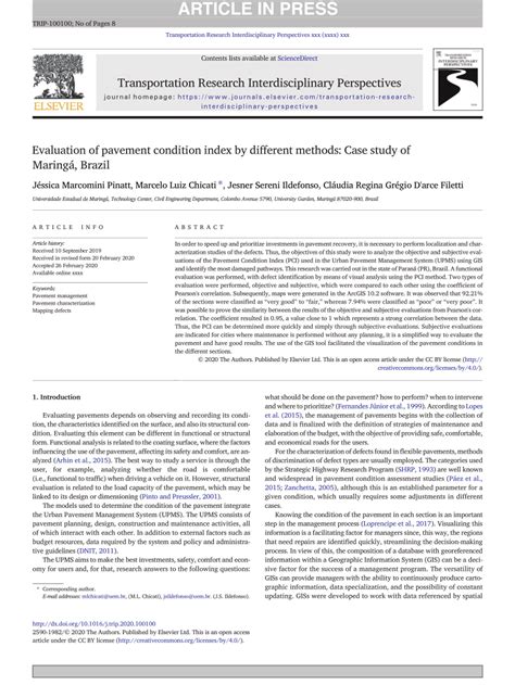 Pdf Evaluation Of Pavement Condition Index By Different Methods Case