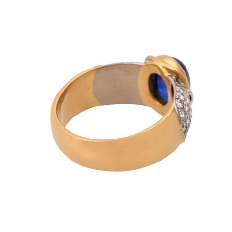 Ring Esp With 1 Oval Sapphire Cab And 40 Brilliance Together Approx