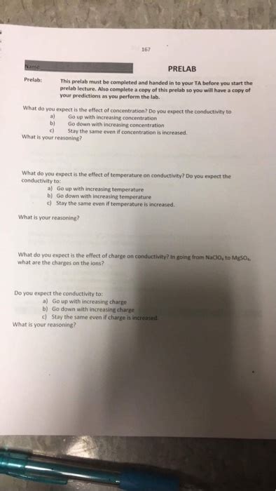 Solved PRELAB This Prelab Must Be Completed And Handed Chegg Com