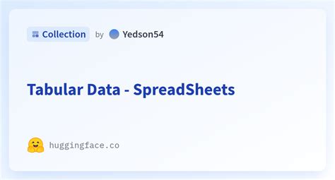 Tabular Data Spreadsheets A Yedson54 Collection