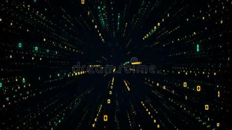 Digital Futuristic Data Tunnel Seamless Loop Binary Numbers In