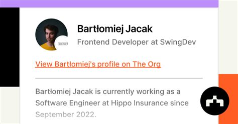 Bartłomiej Jacak Frontend Developer At Swingdev The Org