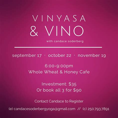 Candace Soderberg Yoga Vinyasa And Vino Fall 2016 Tickets Are