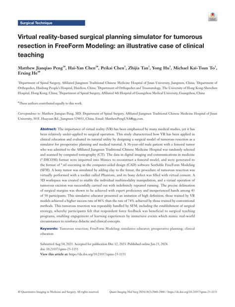 pdf virtual reality based surgical planning simulator for tumorous resection in freeform