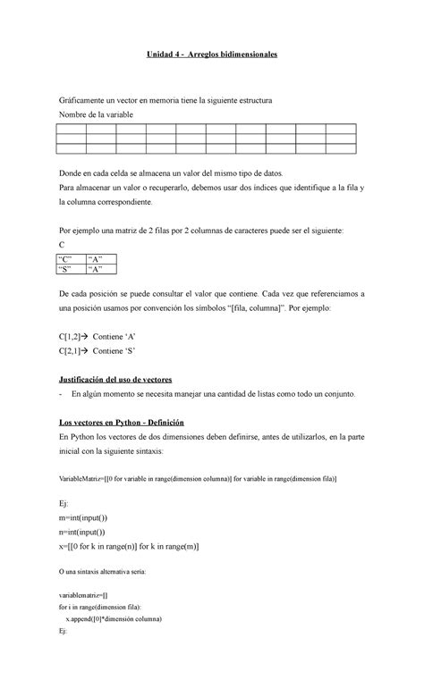Unidad 5 Matrices Unidad 4 Arreglos Bidimensionales