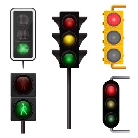 Realistic Traffic Elements Template Royalty Free Vector