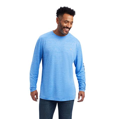 Ariat Mens Charger Logo Blue Tee Shirt Ariattek And Moisture Wicking