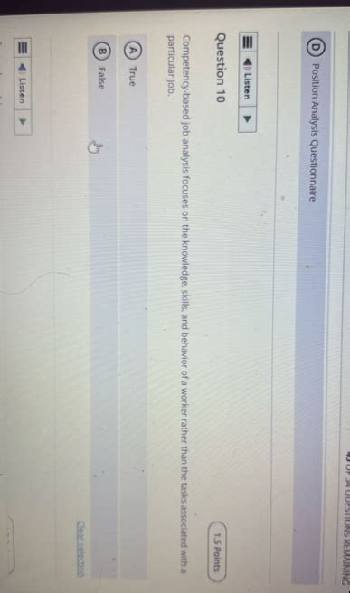 Solved D ﻿position Analysis Questionnairelistenquestion