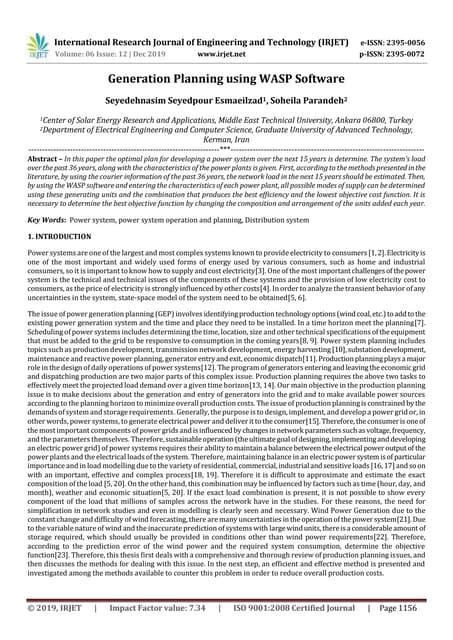 Irjet Generation Planning Using Wasp Software Pdf